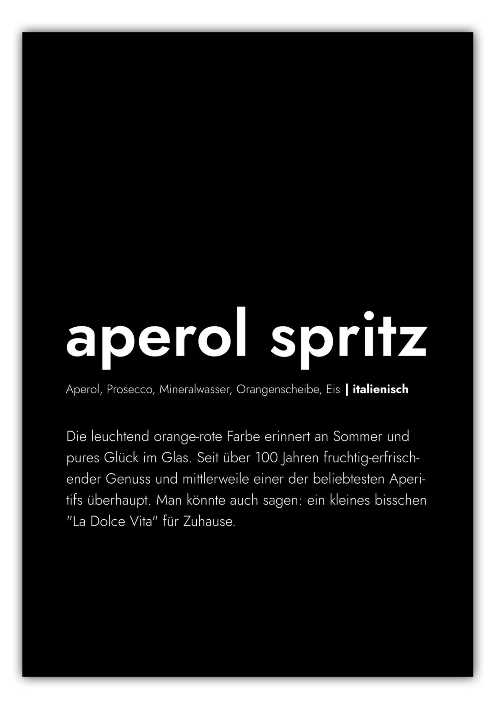 Poster Aperol Spritz Definition in vielen Farben und Größen erhältlich ...