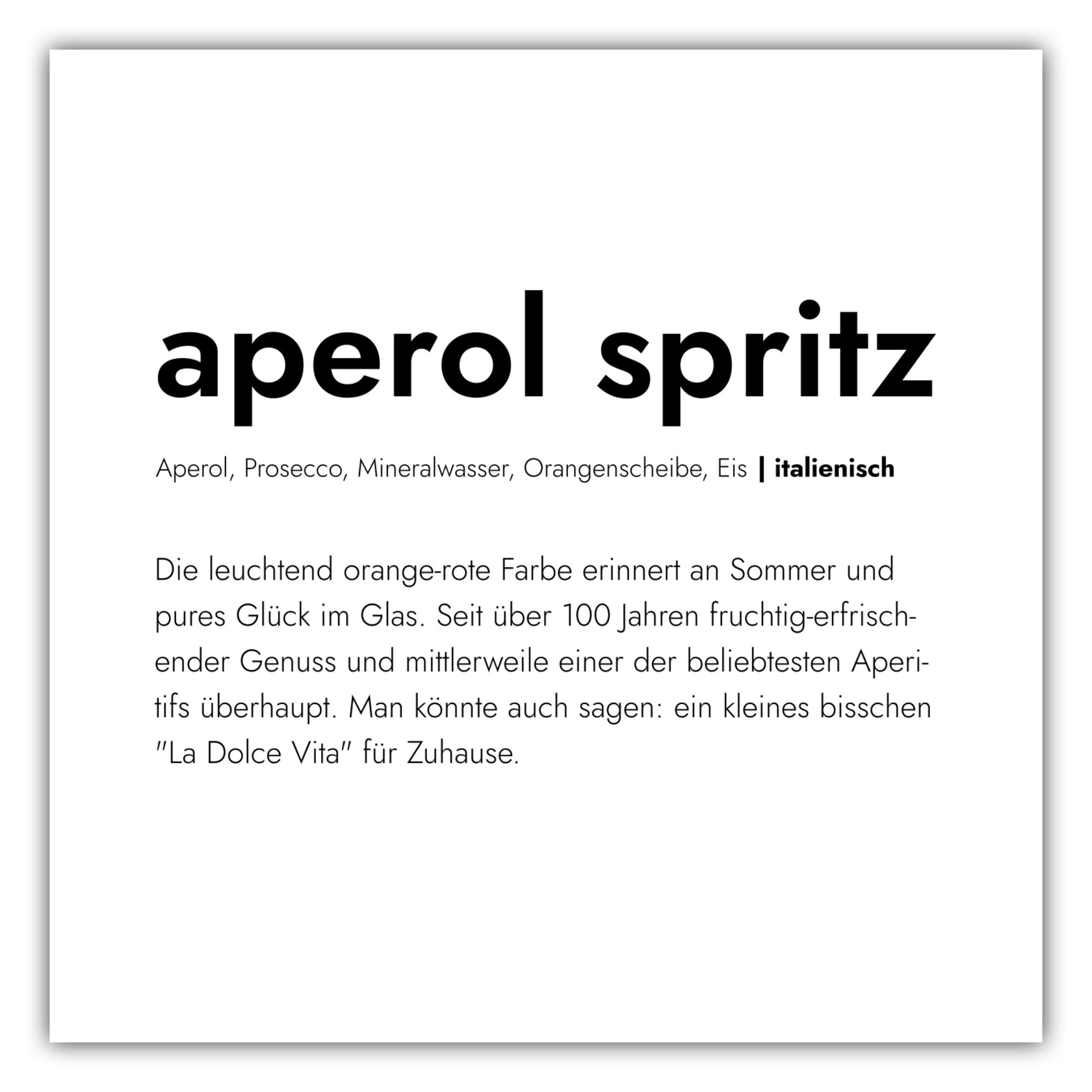Poster Aperol Spritz Definition in vielen Farben und Größen erhältlich ...