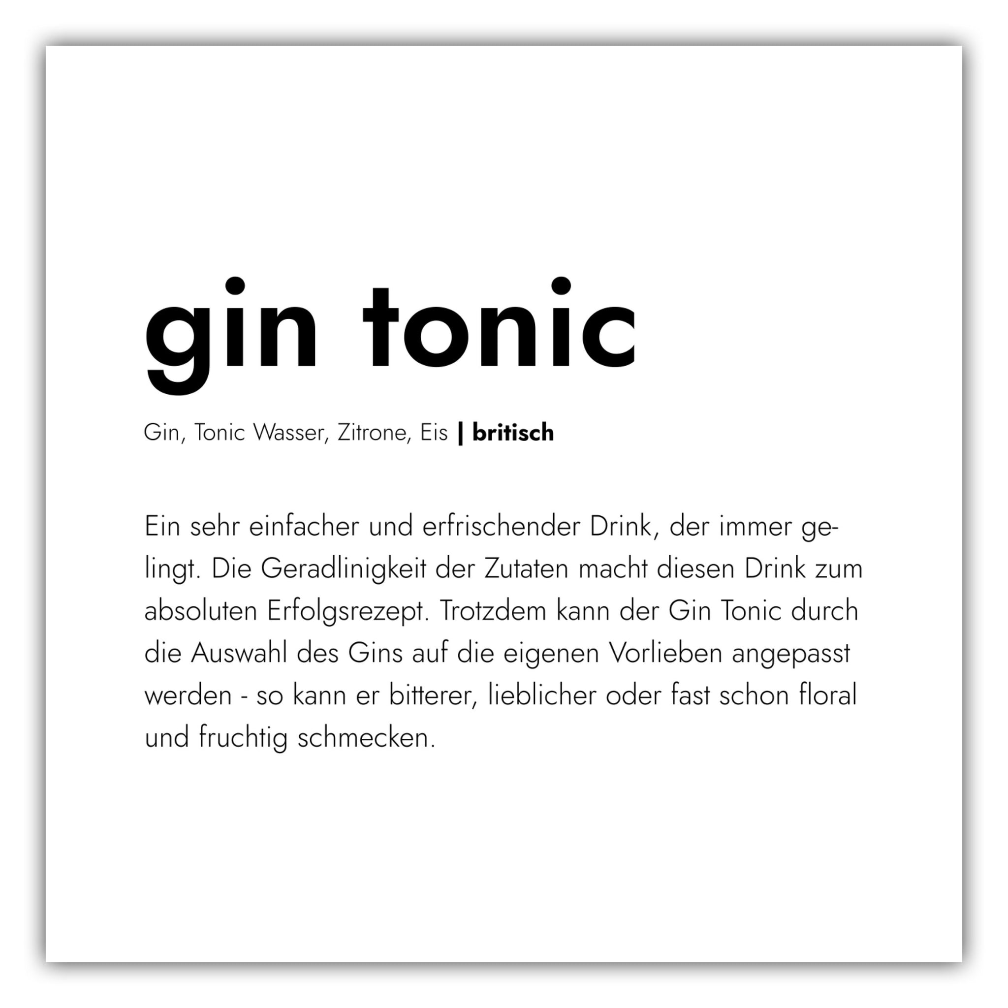 Poster Gin Tonic - Definition – MOTIVISSO