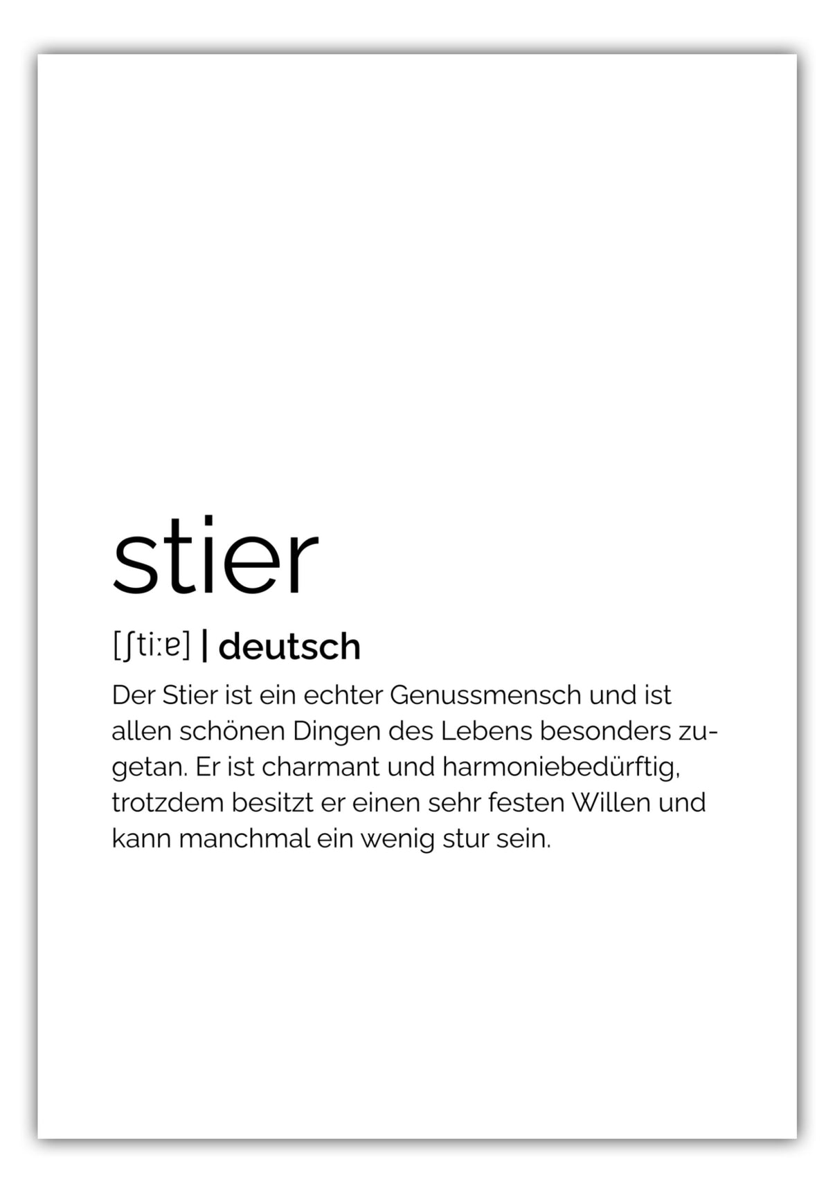 Poster Sternzeichen Stier - Definition – MOTIVISSO